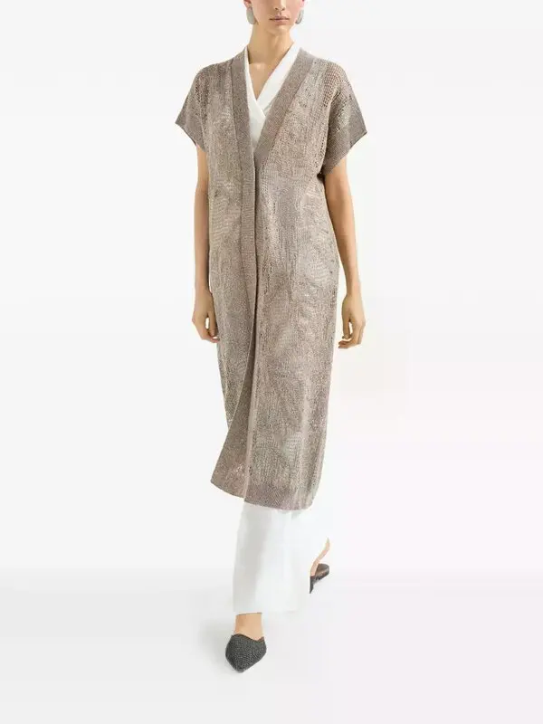 Brunello Cucinelli Sequined Mesh Cardigan - Neutrals