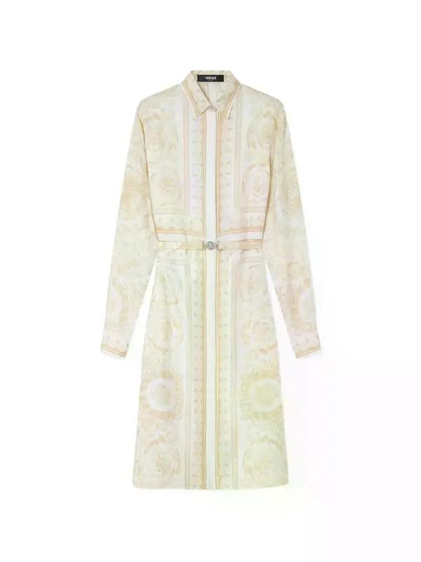Versace Printed Silk Twill Midi Shirt Dress