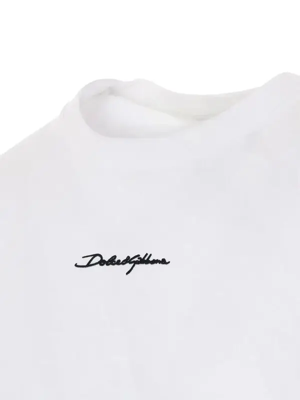 Dolce & Gabbana Logo-embroidered Crew Neck T-shirt - White