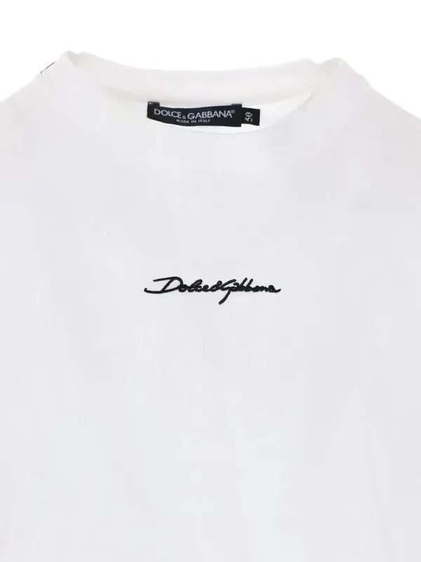 Dolce & Gabbana Logo-embroidered Crew Neck T-shirt - White