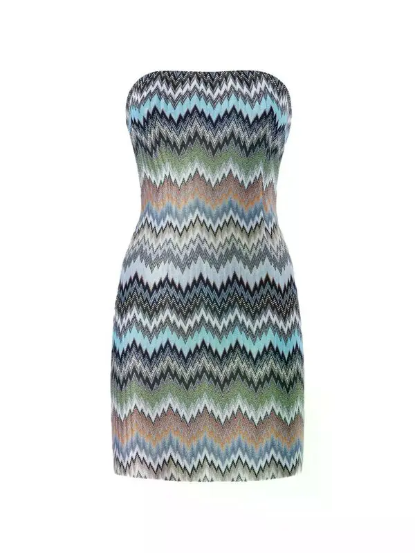 Missoni Chevron Strapless Mini Dress - Blue
