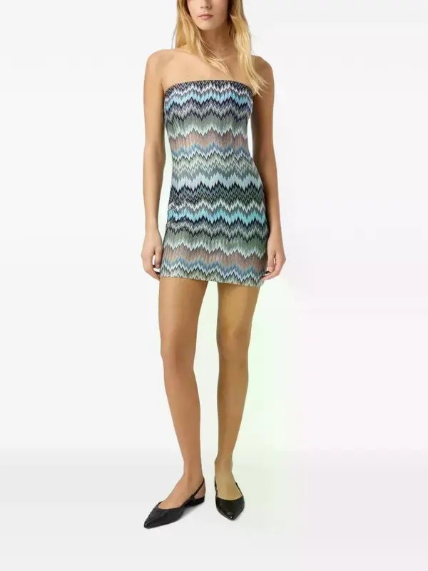 Missoni Chevron Strapless Mini Dress - Blue