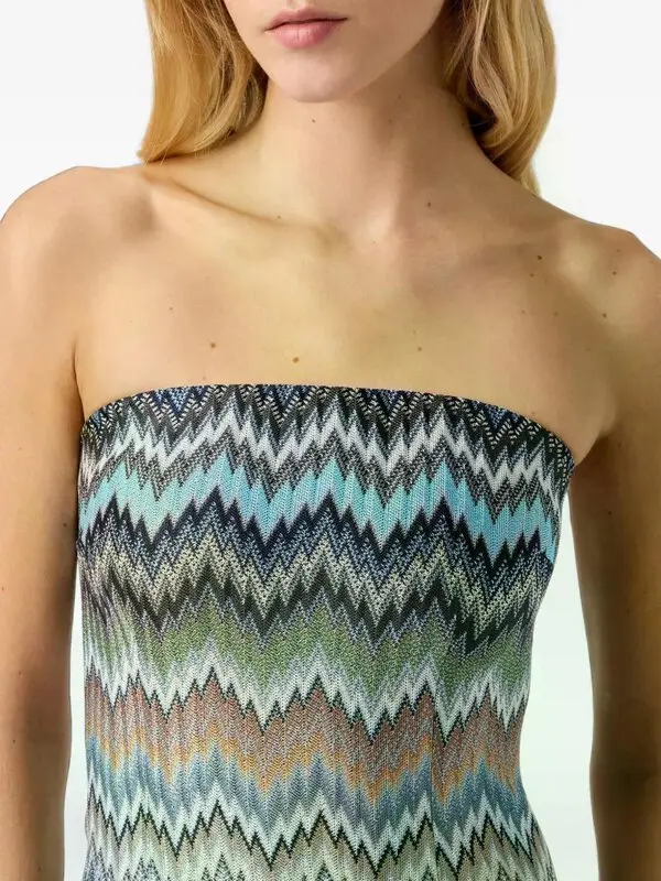 Missoni Chevron Strapless Mini Dress - Blue