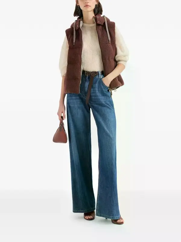 Brunello Cucinelli Hooded Ribbed Knitted Down Vest - Red