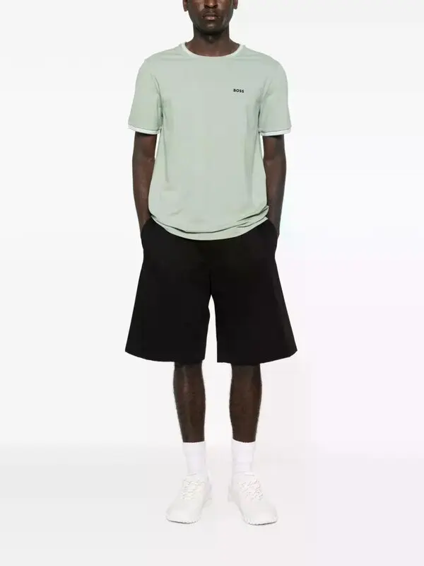 BOSS Stretch-cotton T-shirt With Stripes And Logo