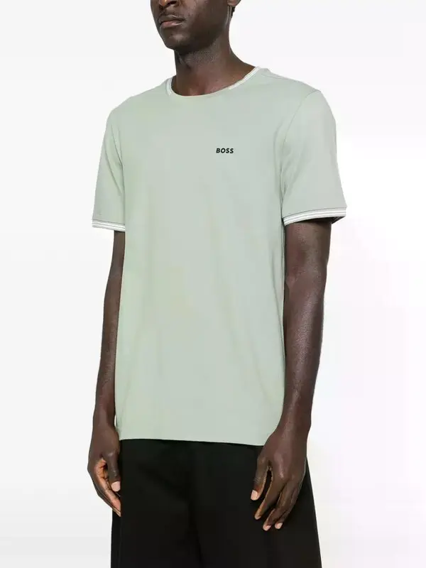 BOSS Stretch-cotton T-shirt With Stripes And Logo