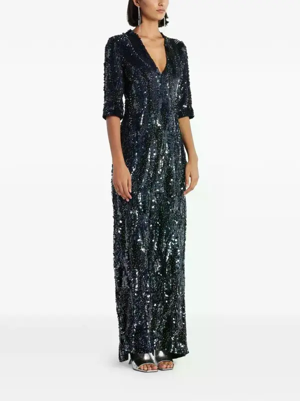 allegra sequin maxi dress Bronx And Banco Women's Venetian Allegra Embellished Maxi Dress - Silver