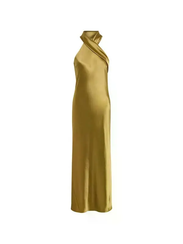 Galvan Pandora Halterneck Maxi Dress - Green