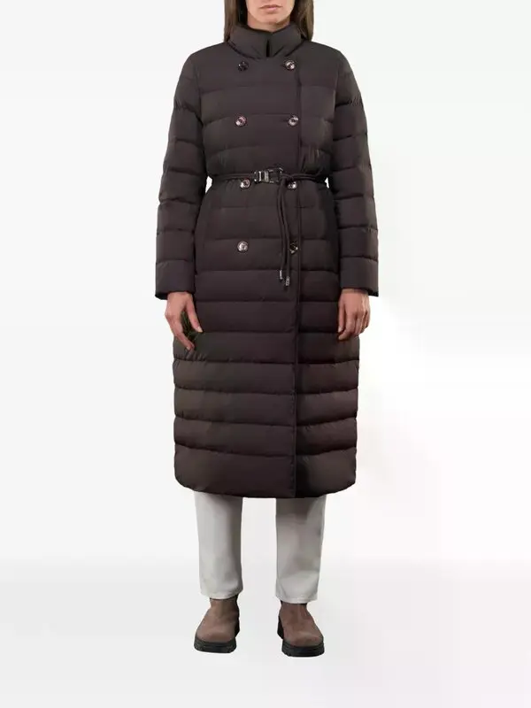 MOORER Raely Double-breasted Belted Coat - Brown