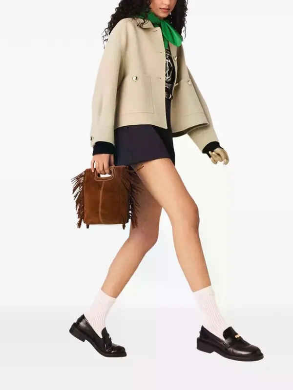 Maje Pleated-back Button Jacket - Neutrals