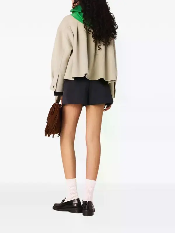 Maje Pleated-back Button Jacket - Neutrals