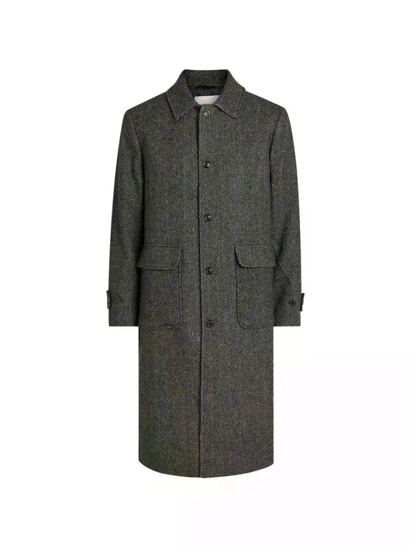 LES DEUX Maximillian Herringbone Pocket Coat - Green