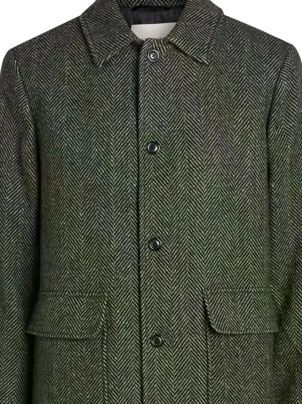 LES DEUX Maximillian Herringbone Pocket Coat - Green