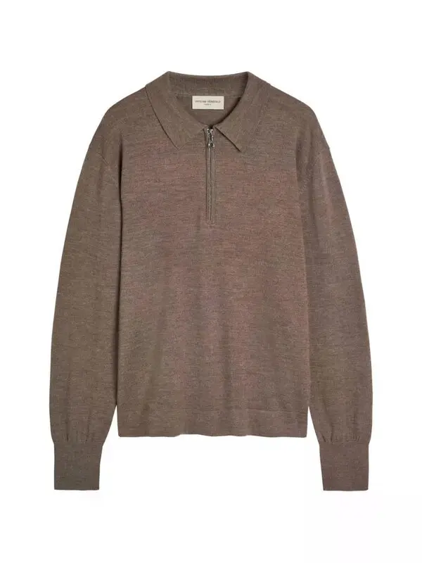 Officine Générale Zip Collar Polo Shirt - Brown