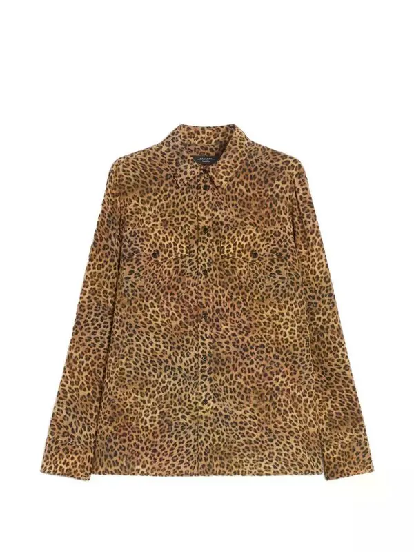 Max Mara Leopard-print Silk Shirt - Brown