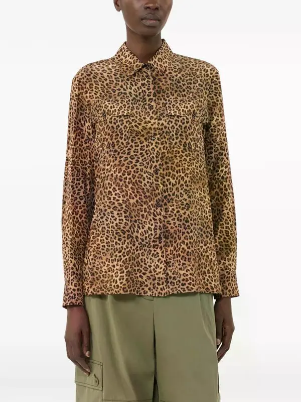 Max Mara Leopard-print Silk Shirt - Brown
