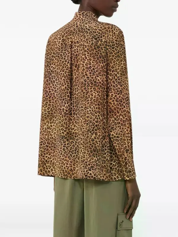 Max Mara Leopard-print Silk Shirt - Brown