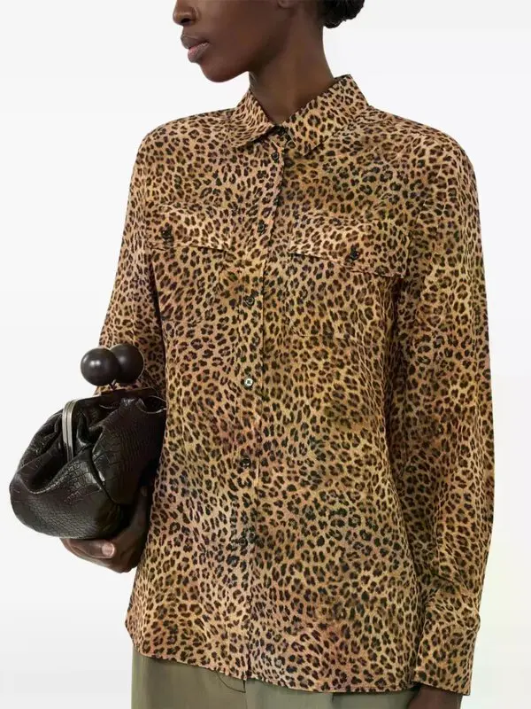 Max Mara Leopard-print Silk Shirt - Brown