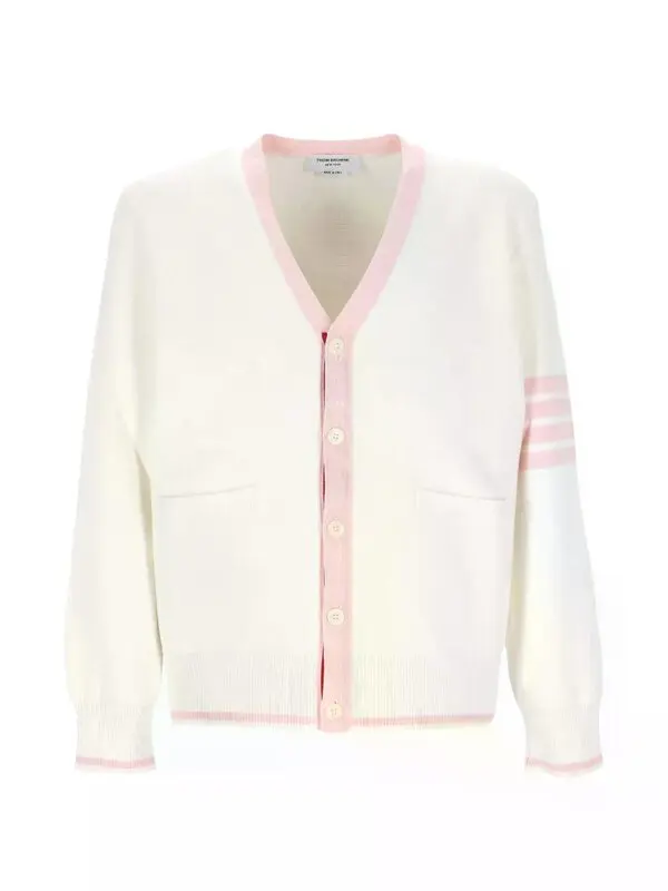 Thom Browne 4-bar V-neck Cardigan - White
