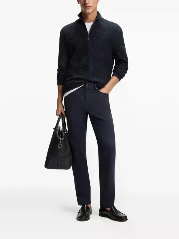 BOSS Textured Knit Half-zip Sweater - Blue