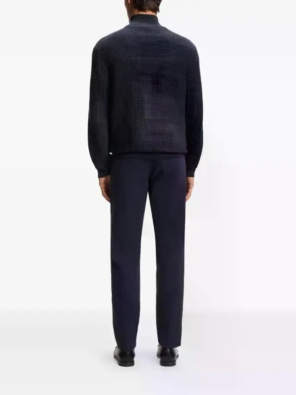 BOSS Textured Knit Half-zip Sweater - Blue