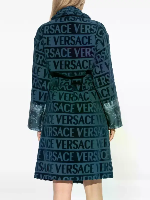 Versace Logo-pattern Belted Robe