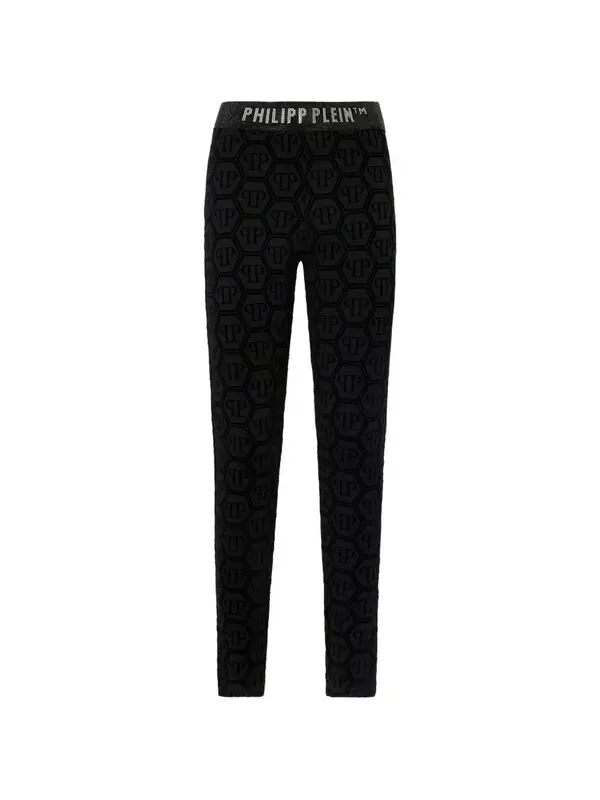 Philipp Plein Flock-monogram Leggings
