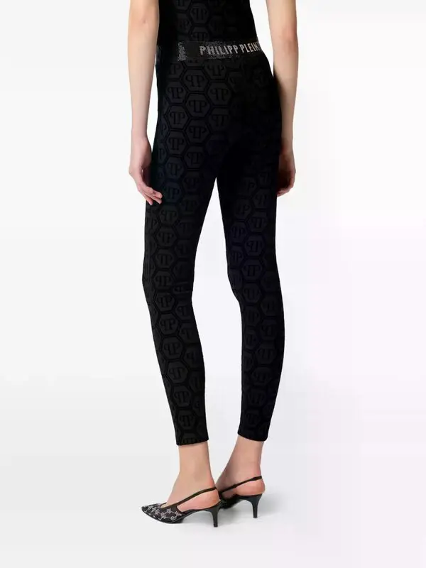 Philipp Plein Flock-monogram Leggings