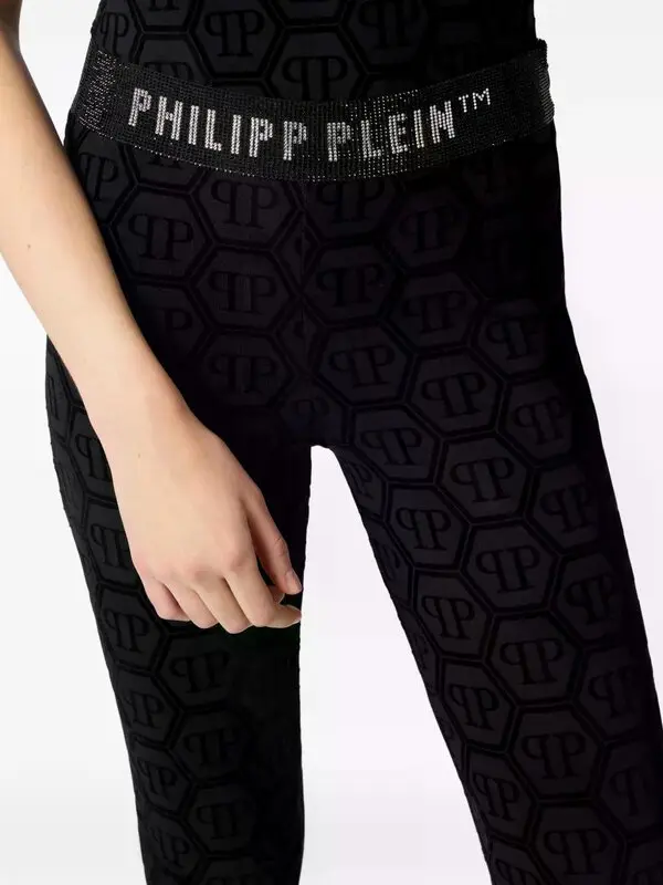 Philipp Plein Flock-monogram Leggings