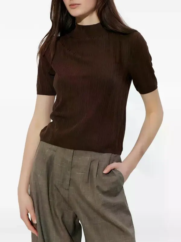 Officine Générale Ribbed Short-sleeve T-shirt - Brown