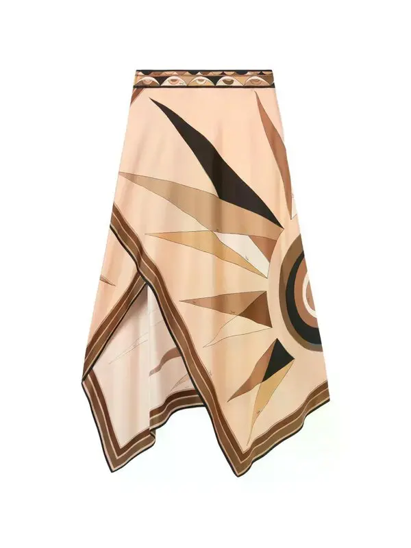Emilio Pucci Hawaii-print Asymmetrical Skirt - Neutrals