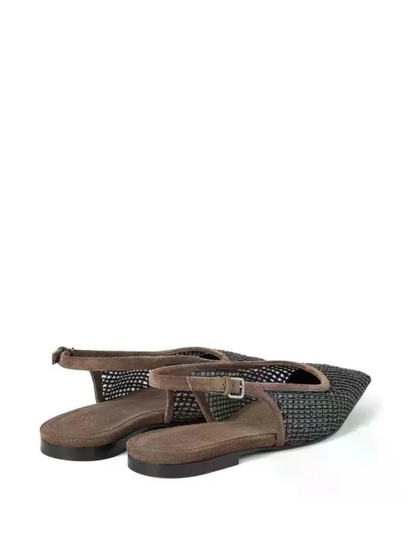 Brunello Cucinelli Net-embroidered Slingback Flats
