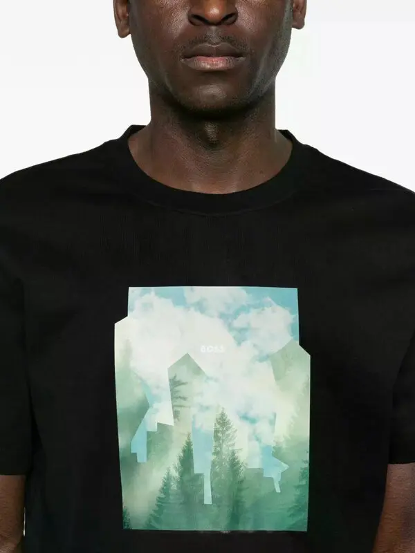 BOSS Printed-artwork T-shirt In Cotton Jersey