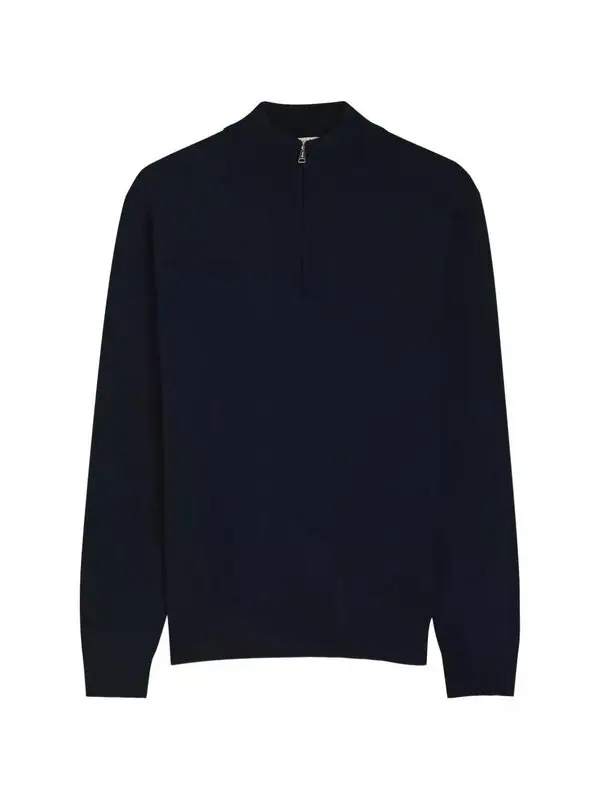 AURELIEN Zip Neck Sweater - Blue