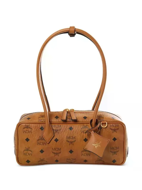 Mcm Aren Monogram Zip Shoulder Bag - Brown