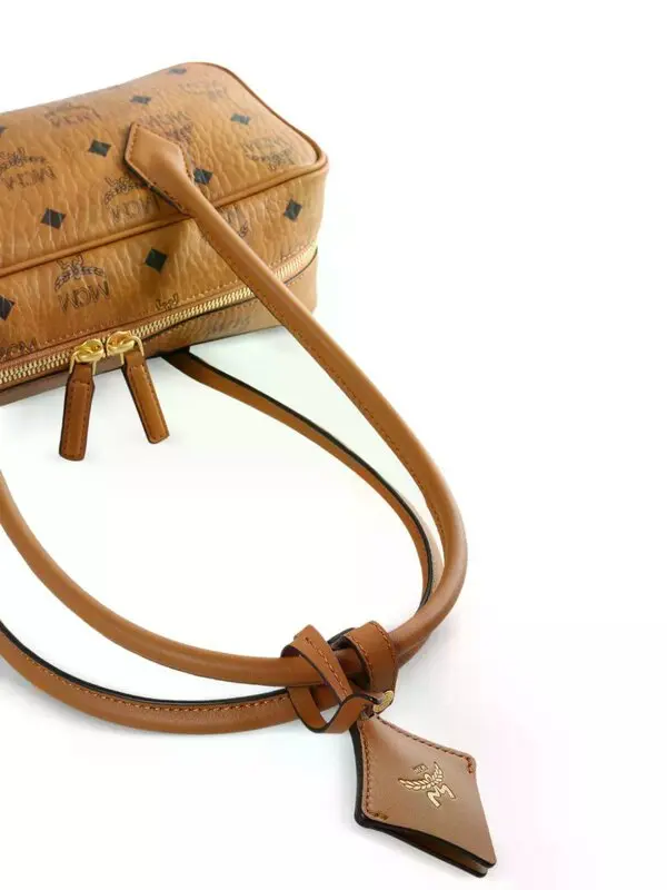Mcm Aren Monogram Zip Shoulder Bag - Brown