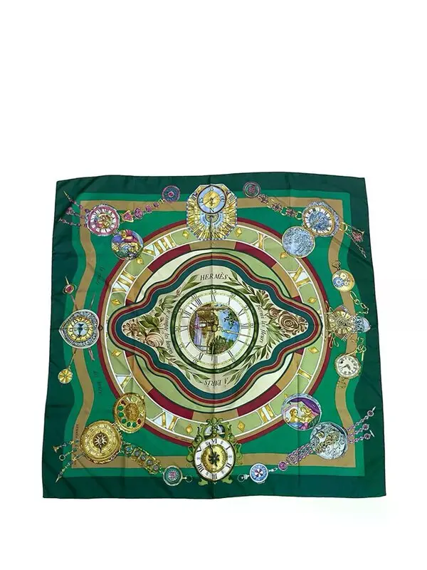 Hermès 2000-2015 La Ronde Des Heures Silk Scarf Carre 90 Scarves - Green