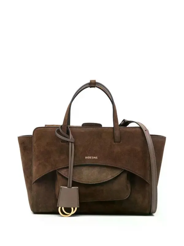 HIDESINS M Flap Suede Tote Bag - Brown