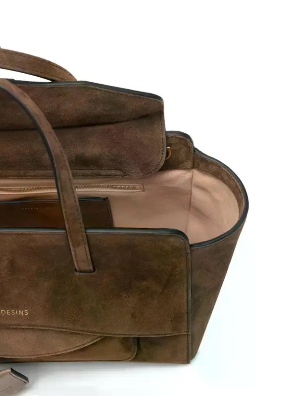 HIDESINS M Flap Suede Tote Bag - Brown