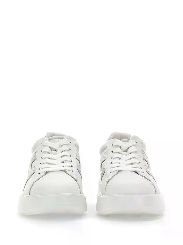 Hogan Rebel Perforated Silver Logo Trainers - White