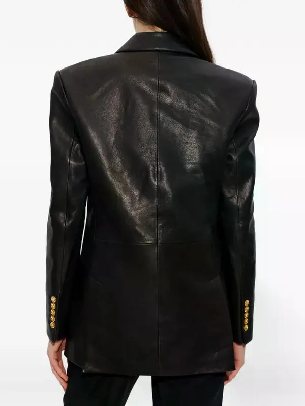 Balmain Lion-button Leather Jacket