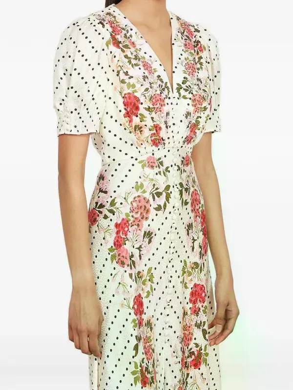 Saloni Lea Polka-dot Floral Dress