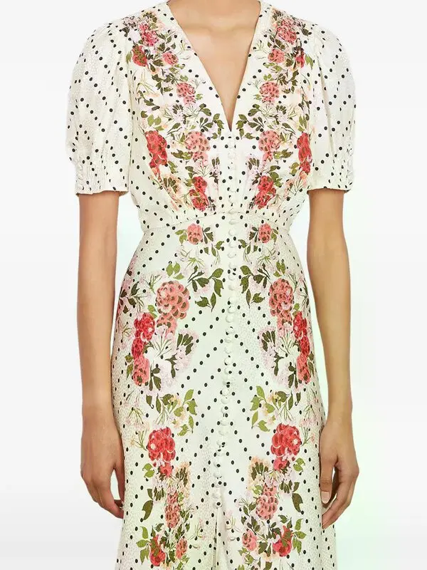 Saloni Lea Polka-dot Floral Dress