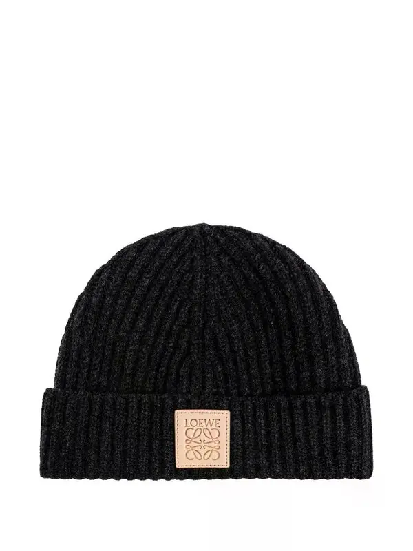 Loewe Ribbed Logo-patch Beanie - Black