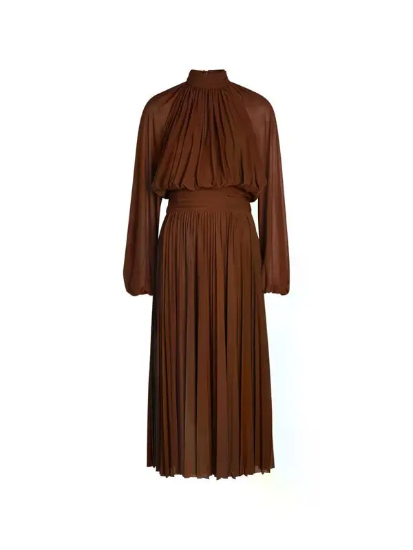 Ronny Kobo Blythe Pleated High-neck Midi Dress