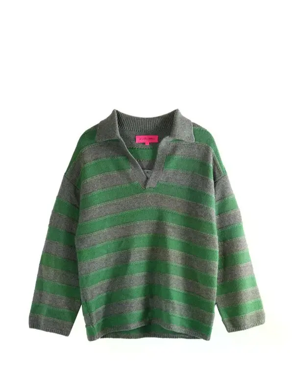 THE ELDER STATESMAN Striped V-neck Sweater