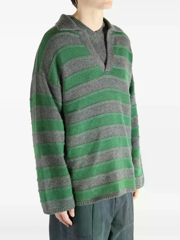 THE ELDER STATESMAN Striped V-neck Sweater