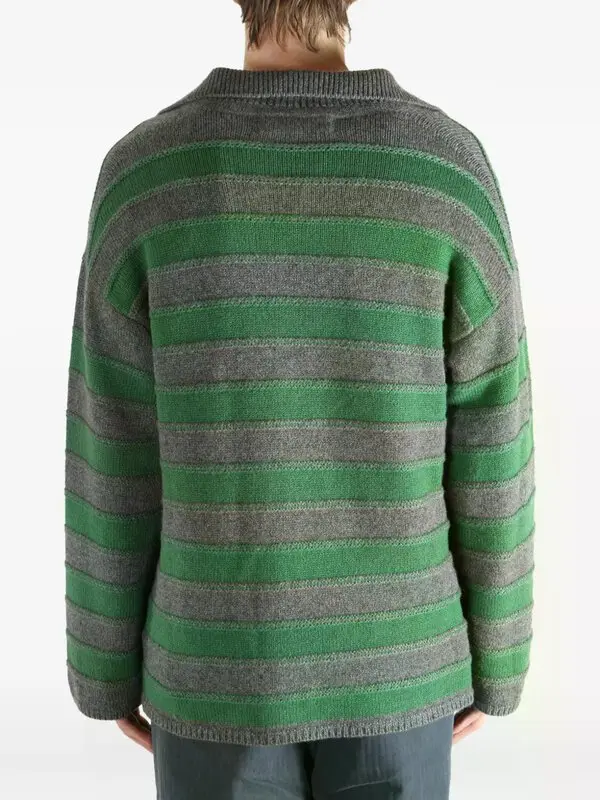 THE ELDER STATESMAN Striped V-neck Sweater