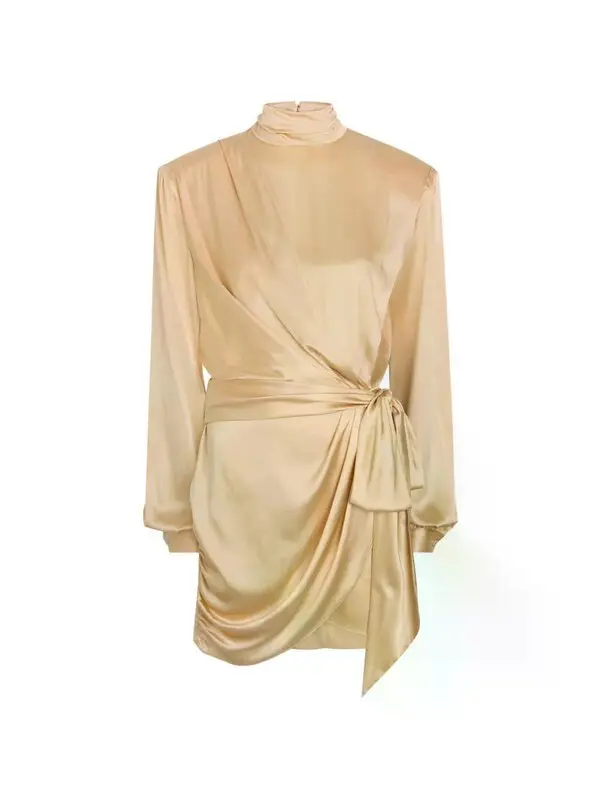 Ronny Kobo Imara Draped Knot Mini Dress - Neutrals