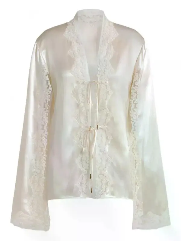 Alberta Ferretti Lace V-neck Blouse
